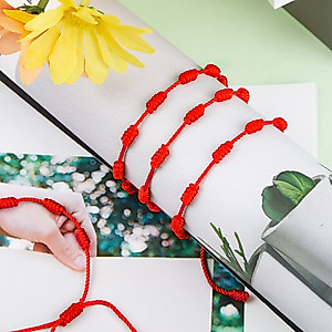 24 Pieces Red Braided Bracelets Adjustable Red Cord Bracelet Knotted Kabbalah Protection Amulet Bracelets Handmade Friendship Bracelets for Women Men Teens Success Prosperity Good Luck (Simple Style)