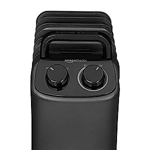 Amazon Basics Portable Radiator Heater with 7 Wavy Fins, Manual Control, Black, 1500W