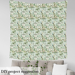 Feelyou Green Peacock Upholstery Fabric for Chairs Tropical Birds Fabric by The Yard Farmhouse Garden Decorative Waterproof Outdoor Fabric Tropical Leaves Fabric for Home DIY Projects 1 Yard