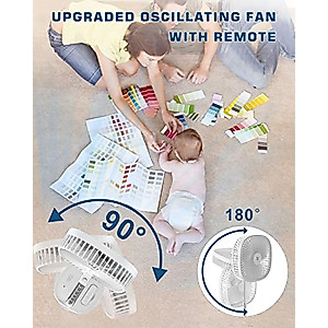 brocoon Desk and Floor Fan, 12500 mAh Portable Folding Rechargeable Fan Adjustable Height 14.6"-40.2", Automatic Oscillating Fan for Office Home Outdoor Camping Travel