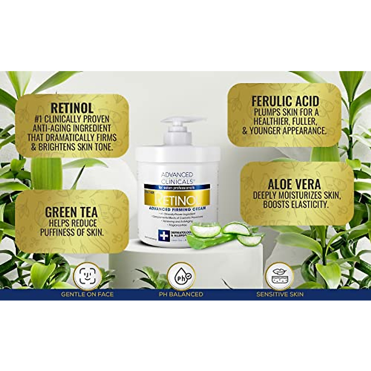 Advanced Clinicals Retinol Body Cream & Collagen Body Lotion Skin Care Set. Anti-Aging Body & Face Moisturizing Creams Repair Wrinkles, Fine lines, & Firm Sagging Skin. 16 Oz (2-Pack Bundle)