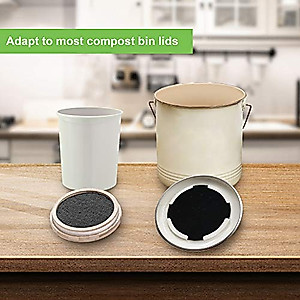 7.2 Inch Kitchen Compost Bin Filters Charcoal Replacements, ENLOY 12 Pack Charcoal Filters for Countertop Home Bucket, Longer Lasting Round Extra Thick Activated Charcoal