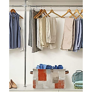 Large Capacity Storage Bins Orange Grey Brown Abstract Paint Storage Cubes, Collapsible Storage Baskets for Organizing for Bedroom Living Room Shelves Home 15x11x9.5 In