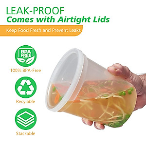 Amozife 24 Sets 32 oz Plastic Deli Food Storage Containers With Airtight Lids, Leakproof, BPA-Free, Freezer Safe, Dishwasher Safe