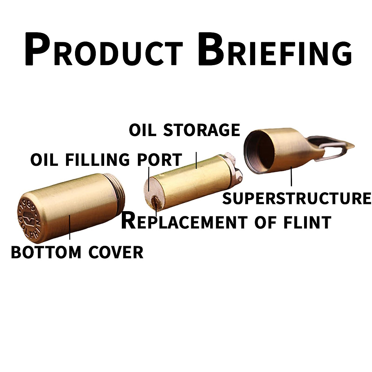 KAIEOMGN Cool Permanent Match Lighter Refill, Creative Mini Portable Hook-and-Loop Waterproof Vintage Trench Lighters, Unique Gifts for Men Camping Candles (No Kerosene) (Gold)