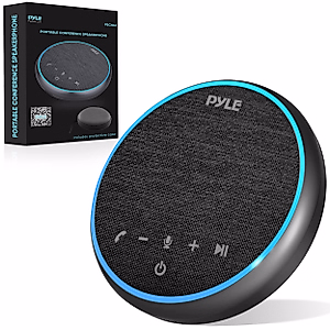 PyleUsa Conference Speaker Bluetooth Speakerphone - Multipurpose Conference & Streaming Speaker,Noise Canceling Swiss Immersive Crisp Voice Pickup for Office,Travel,Home, w/USB-C,Aux Cables - PSCN42