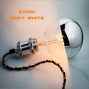 ARGANOL Half Chrome Light Bulb Dimmable 6W (Equivalent 60 Watt), G80/ G25 Globe Shape 2700K Warm White Decorative LED Edison Bulb, Silver Tipped Mirror Larger Light Bulb E26 Base Pack of 4