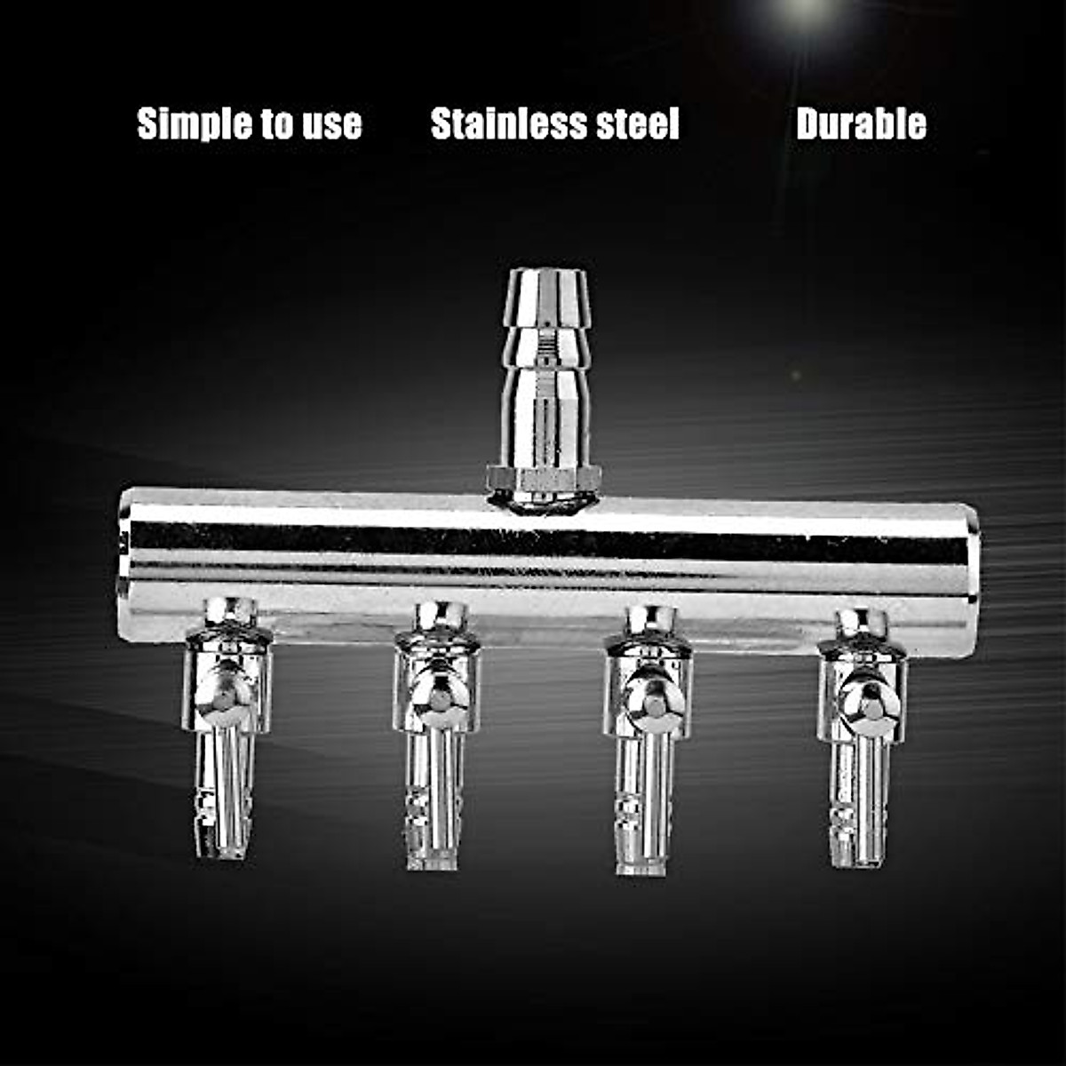 Tnfeeon Aquarium Air Pump Regulating Valve, Stainless Steel Aquarium Fish Tank Air Pump Valve 8mm Turn to 4mm Splitter Control Valve(4 Way)
