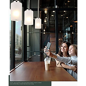 Eietonte 1-Light Mini Pendant Light Fixtures, Industrial Chandelier Hanging Ceiling Light with Opal White Shades, Adjustable Height, Brushed Nickel Pendant Lighting for Kitchen Bedroom Hallway, 2 Pack