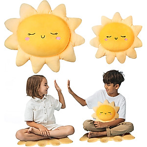 2 Pcs Sun Pillow Plush Sofa Cushion Pillow Cute Stuffed Sun Cushion Sun Shaped Floor Pillow Car Throw Pillow Plush Soft Toy for Kids Women Girls Bedside Home Decoration 13.7 Inch, 23.6 Inch