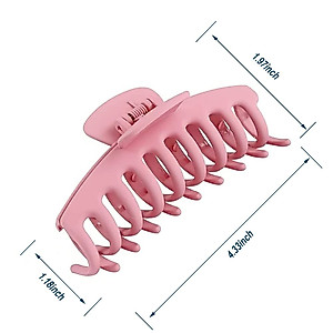 Banana Clip Flower Claw Clip Variety Pack 4.3 Inch Big Claw Clips For Thick Hair Hair Clips For Girls 3pcs Amber/Black/Frosted Pink