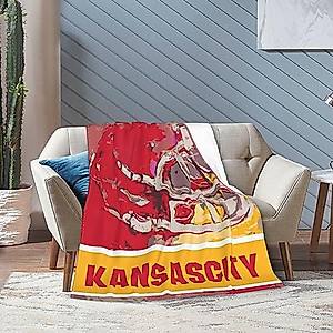 NALIO Kansas City Flannel Throw Blanket ，Football Style Pride Paint Travel Blanket Gifts for Men Women Boy Decor Sofa Bed 50"x40"
