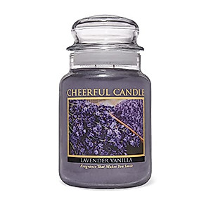 A Cheerful Giver - Lavender Vanilla Scented Glass Jar Candle (24 oz) with Lid & True to Life Fragrance Made in USA