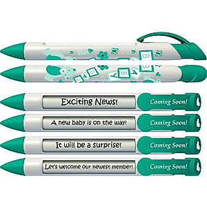 Greeting Pen Personalized Pens- Baby Coming Soon Shower Favor/Birth Announcement Rotating Message Pen - 25 Pack (P-BP-27-25)