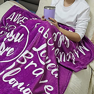 ZHSHWAT Get Well Soon Gifts for Women - You are Awesome Blankets, Sympathy Gifts for Women Men Friend Cancer, Purple Throw Blankets(50x60)