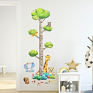 HaoFuJi Height Growth Chart for Kids Wall Stickers Animal Jungle Giraffe Owl Wall Decals Measure Stickers Children's Baby Boy Girl Kid Nursery Bedroom Playroom Wall Decor Toddler Wall Art Gift