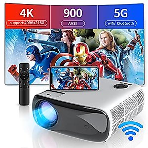 2022 4K FHD 5G WiFi Projector,Bluetooth Projector,4-Point auto Keystone adjustabler, Upgrade 800ANSI 240" Home Theater Video Projector with HDMI, USB, Laptop, iOS & Android Smartphone