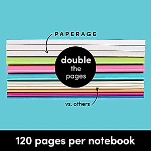 PAPERAGE 12-Pack Composition Notebook Journals, 120 Pages, Kraft Cover with Rainbow Spines, College Ruled Lined Paper, Small Size (8 in x 5.75 in) – For School, Office, or At-Home Use