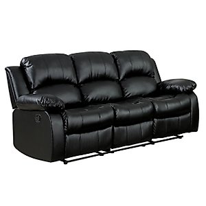 Homelegance Resonance 83" Bonded Leather Double Reclining Sofa, Black