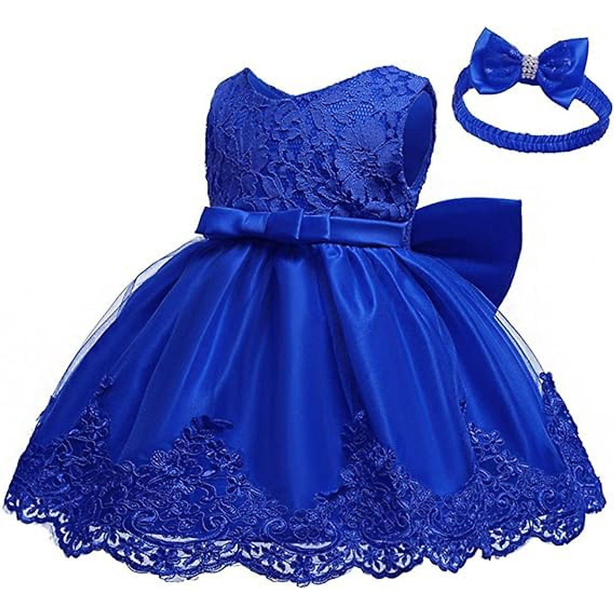 TUIJI Formal Prom Pageant Wedding Girls Dresses A-line Knee Length Tutu Ruffle Dress Princess Party Infant Baby Dress 6M Royal Blue