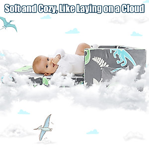 Fivetry Kids Sofa - Comfy 2-in-1 Kids Couch Bed Glow in The Dark Baby Modular Dinosaur Couch Kids Chairs Comfy Toddler Convertible Couch Bed for Girls and Boys, Grey