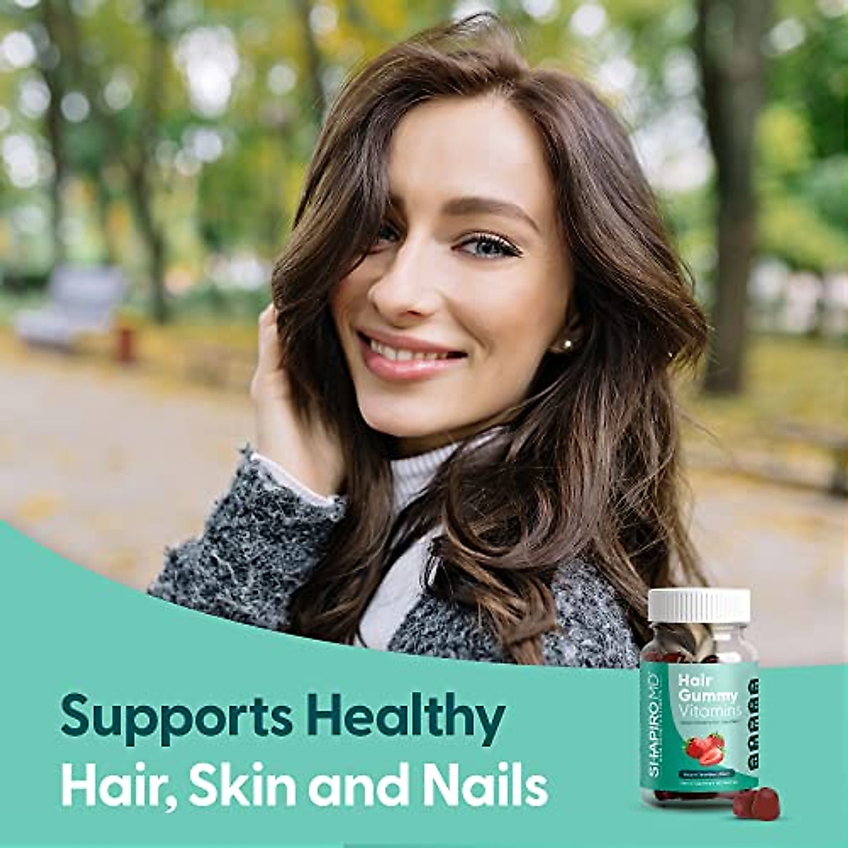 Hair Gummy Vitamins - Vegan Supplement for Healthy Hair, Skin, and Nails with Biotin, Vitamin A, Vitamin C, Vitamin D, Vitamin E, Folate, Iodine, and Zinc | Shapiro MD (2)