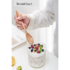 TIAN CHEN Overnight Oats Containers with Lids, 4 pcs, 22oz/30oz Airtight Deli Storage Round Jars, Leak Proof Twist Top Cereal Cups on the Go, Reusable, BPA Free (2pcs22oz,2pcs 30oz) White