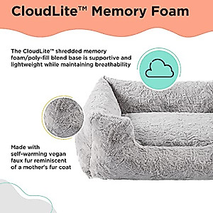 Best Friends by Sheri Soothe & Snooze Lounge Lux Memory Foam Rectangular Dog Bed, Washable, Grey, Medium 30" x 20"