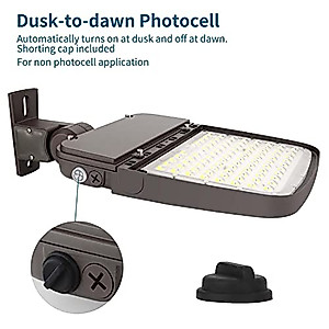 Xbuyee (2 Pack) 240W LED Parking Lot Light with Dusk to Dawn Photocell, Outdoor Commercial LED Shoebox Lights with Arm Mount, Dimmable 130LM/W 5000K 100-277V IP65, Wattage Tunable 240W/200W/150W, ETL