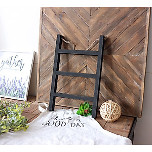 Joy Choice 16" Wood Blanket Ladder Farmhouse Style,3-Tier Blanket Rack,Wall Hanging Ladder Blanket Holder,Wood Mini Ladder,Wood Towel Rack for Bathroom,Living Room and Kitchen.(Natural)