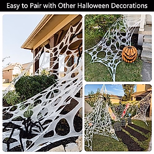 JOYSELLER Spider Web Halloween Decorations Outdoor, Stretchy 450 sqft Halloween Spider Web, Cut-Your-Own Flexible Spider Webbing for Halloween Decor (Spiders Not Included)