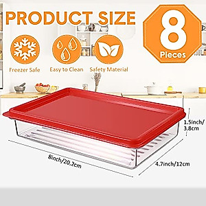 8 Pcs Food Storage Container 22 oz Plastic Food Containers with Lid Clear Container for Food Stackable Portable Freezer Storage Containers Plastic Bacon Keeper for Fruits Vegetables Meat Cookie Cheese