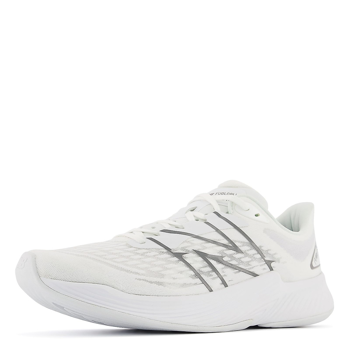 New Balance Men's FuelCell Prism V2 Running Shoe, White/Dark Silver Metallic/Black Metallic, 11 Wide