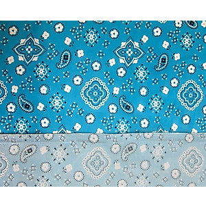 Bandana Turquoise Poly Cotton 58 Wide Fabric by The Yard (F.E.