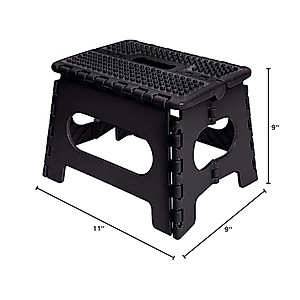 Simplify 9 Inch Ant-Skid Folding Step Stool | Collapsible | 200 Pound Capacity | Durable | Portable | Kitchen | Bathroom | Garage | Black
