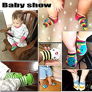 Fly love 5 Pairs Baby Toddler Newborn Infant Stripes Anti Slip Non Skid Socks No-Show Crew Boat Cotton Slipper Sock