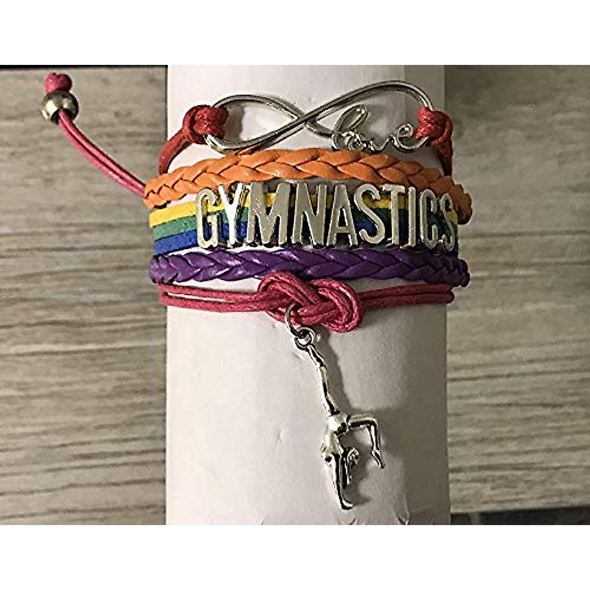 Infinity Collection Gymnastics Bracelet- Gymnastics Bracelet- Gymnastics Jewelry - Gift For Gymnast, Gymnastic Coaches & Teams (Rainbow)