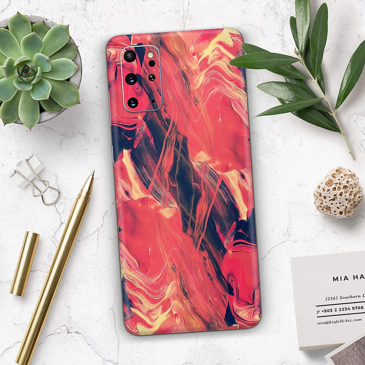 DesignSkinz Liquid Abstract Paint Remix V92 Protective Vinyl Decal Wrap Skin Cover Compatible with The Samsung Galaxy S20 (Screen Trim & Back Glass Skin)