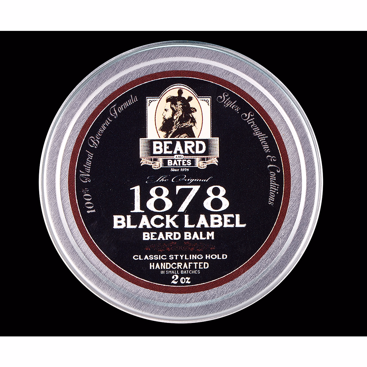 Beard And Bates | 1878 Black Label Beard Balm - Classic Styling Hold | 19th Century Beeswax Formula, Premium Oils | Made in USA