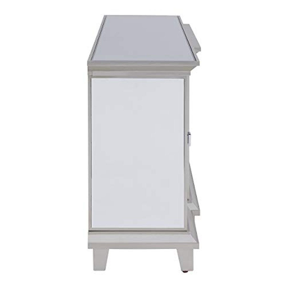 SEI Furniture Toppington Mirrored Media Console Color Changing Electric Fireplace, Silver