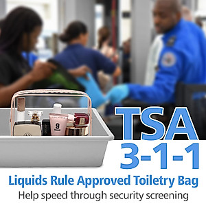 PACKISM Clear Makeup Bag - 4 Pack TSA Approved Toiletry Bag Waterproof Quart Size Travel Bag, Clear Cosmetic Bag for Women, Clear Cosmetic Bags Carry on Airport Airline Compliant Bag, Rose Pink