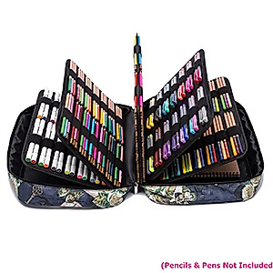 YOUNGCOL Extra Large Capacity Colored Pencil Case Gel Pen Organizer Storage Holds 420 Pencils or 280 Gel Pens(Stamp)