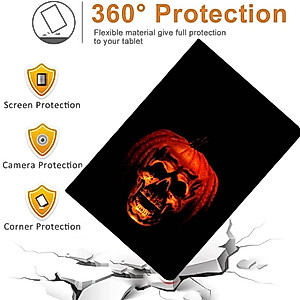 Cool Tablet Case for Samsung Galaxy Tab S7 FE/S8 Plus 2022/S7 Plus Case 12.4 Inch, Horror Movie Pattern Halloween Design Cases, PU Leather Folio Back Cover Funda for SM-X800 X806 T970 T975, Pumpkin 3