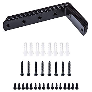 4 PCS 90 Degree Angle L Shaped Shelf Bracket with 24 Pcs Screws and 8 Pcs Anchors, Corner Brace Joint Bracket Fastener, 5 x 3Inch Floating Shelves Bracket Support Wall Hanging, Black, Metal
