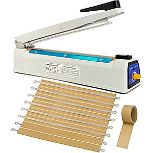 Impulse Heat Sealer 16 inch Mylar Bag Sealer, Heat Sealer for Plastic Bags, Metal Iron Shell, Impulse Sealer 3mm Sealing, Manual Hot Seal Machine with 8 Free Repair Kits(Included 4 Cutter Lines)