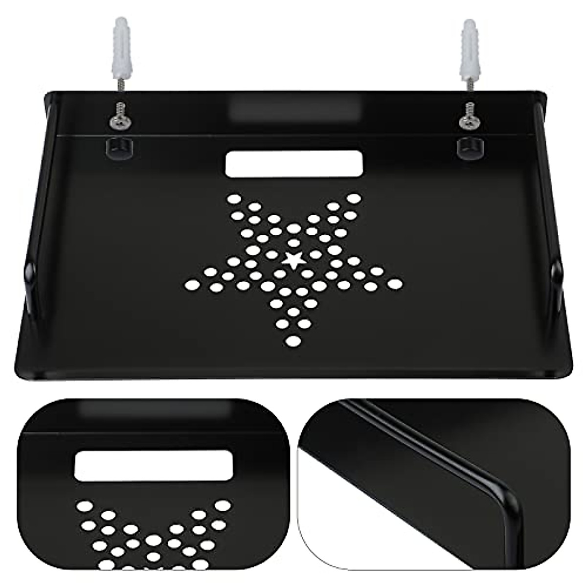 Xiboya textile Alumimum Alloy Wall Mount Shelf Bracket for TV Accessories WiFi Router TV Box Set Top Box ( Black,13'' x 8.2'')