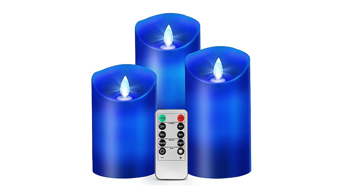 Real Blue Flame LED Candles - Battery Operated & Dimmable