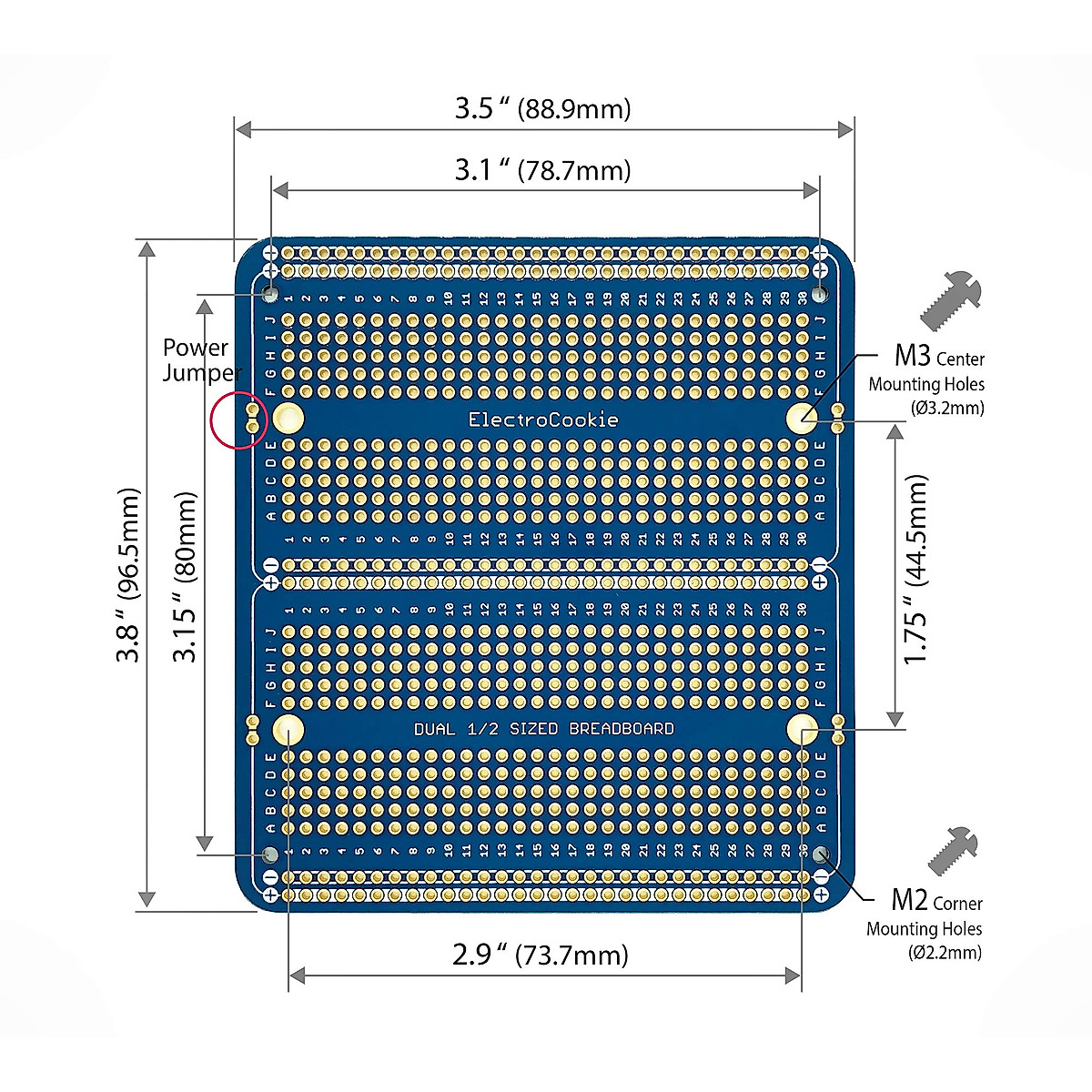 ElectroCookie Large PCB Prototype Board Kit Solderable Breadboards for Electronics Projects Compatible for DIY Arduino Soldering Projects, Gold-Plated (6 Multi-Pack, Blue)