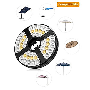 Patio Umbrella Light, Rechargeable Cordless Umbrella Lights 48 LED Lights 450 Lumens 3 Modes Umbrella Pole Light, 72 Hours Working Time Outdoor Patio Lights for Patio Umbrellas Camping Tent
