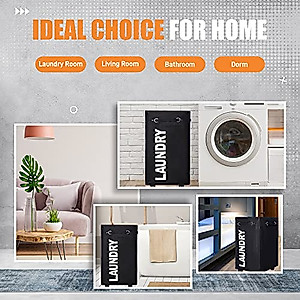 CAROEAS 23" Pro+ WHEELED Laundry Hamper Black&White Breathable Cover Heavy Duty Laundry Sorter Dirty Clothes Organizer Waterproof Foldable Laundry Basket Extra Large Laundry Bag (Pro Plus 23",Black)